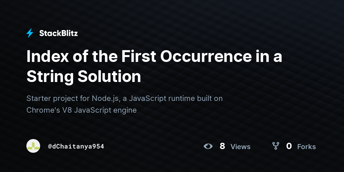 Index of the First Occurrence in a String Solution - StackBlitz