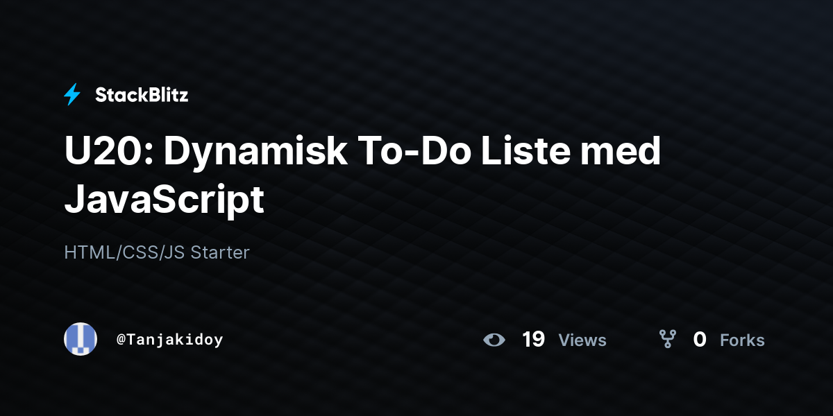 U20: Dynamisk To-Do Liste med JavaScript - StackBlitz