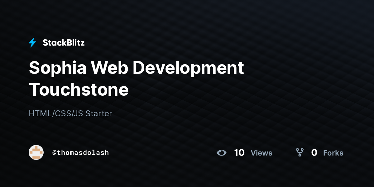 Sophia Web Development Touchstone - StackBlitz