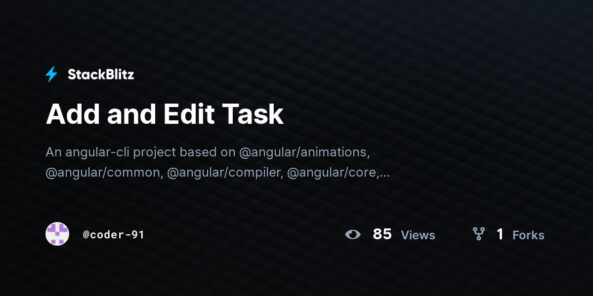 Add and Edit Task - StackBlitz