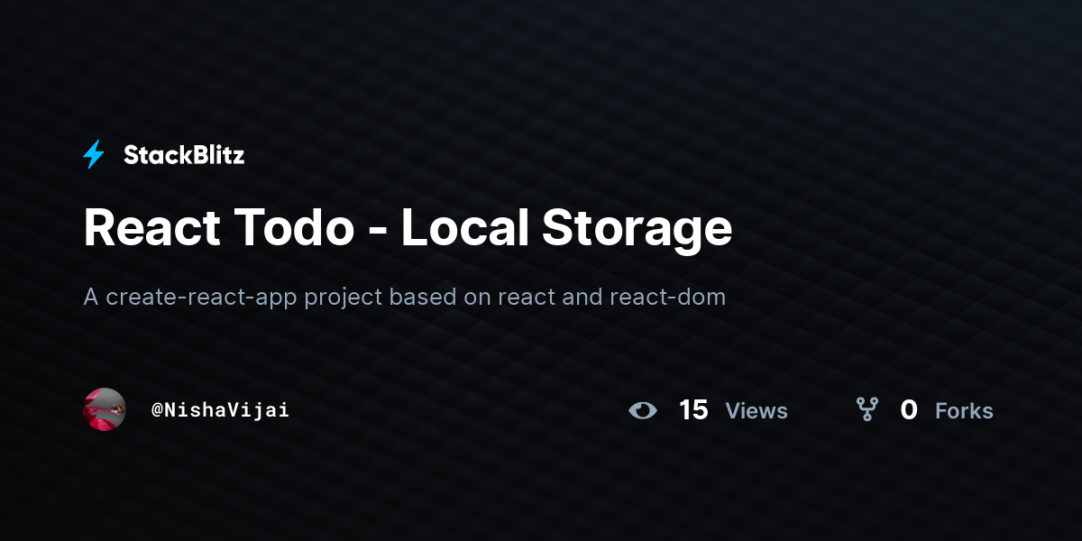 React Todo - Local Storage - StackBlitz