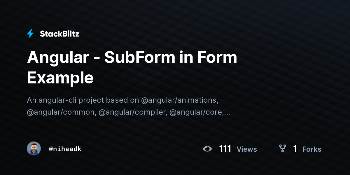 Angular Subform In Form Example Stackblitz 
