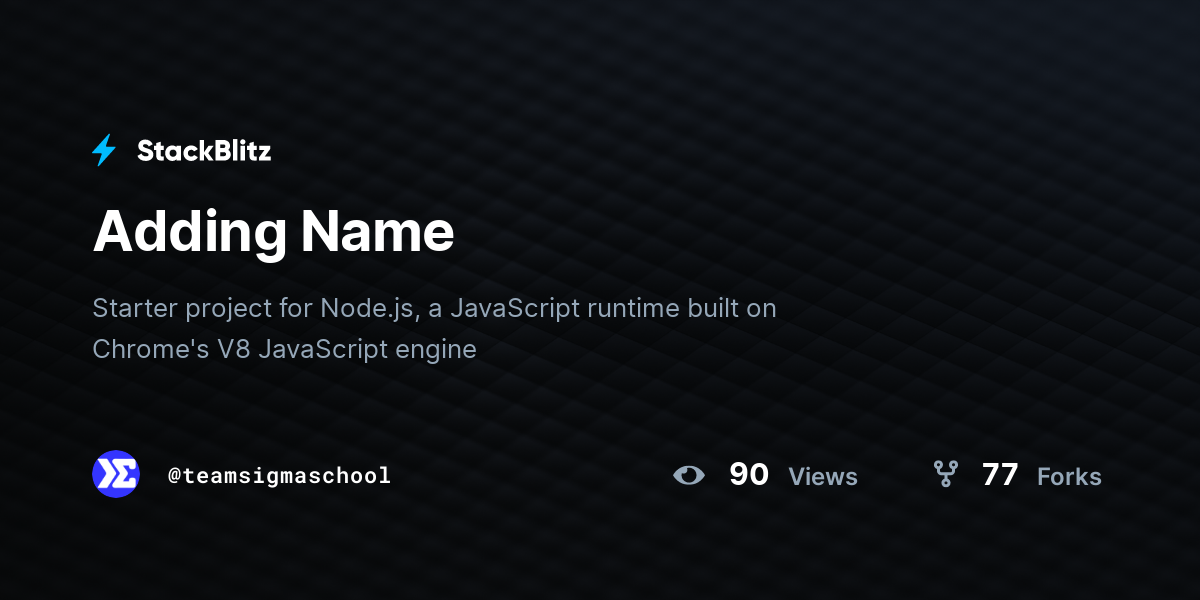 Adding Name - StackBlitz