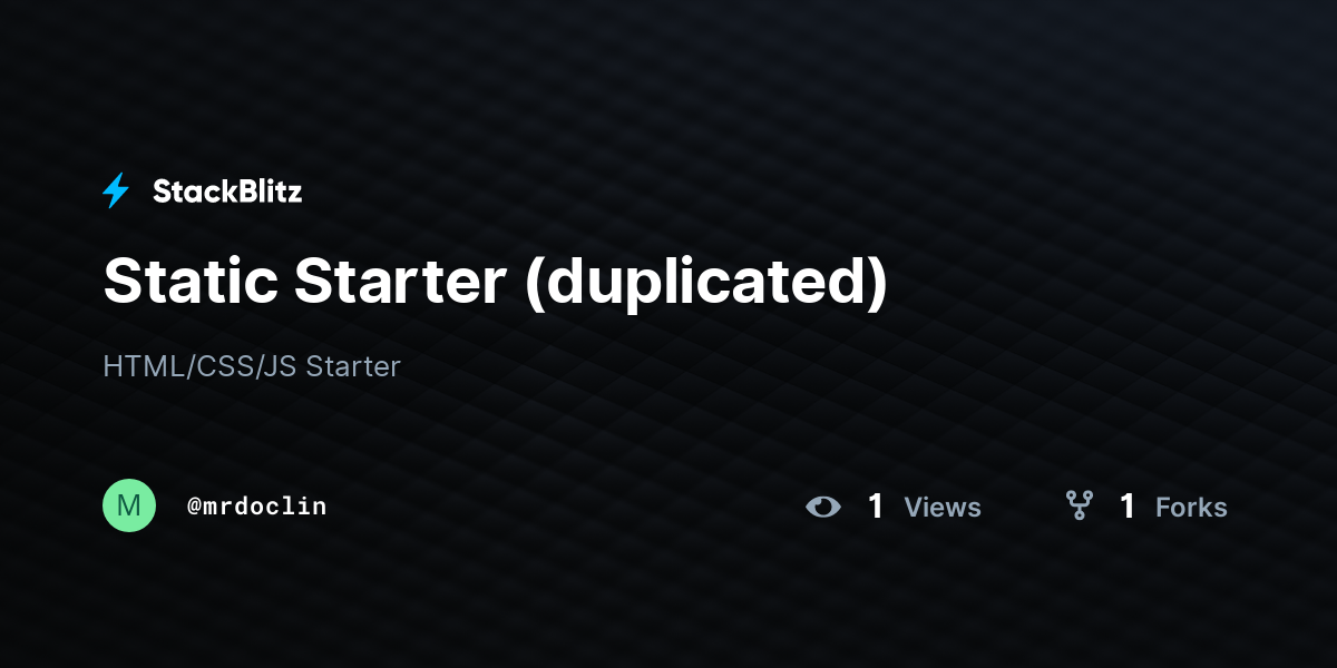 Static Starter Duplicated Stackblitz