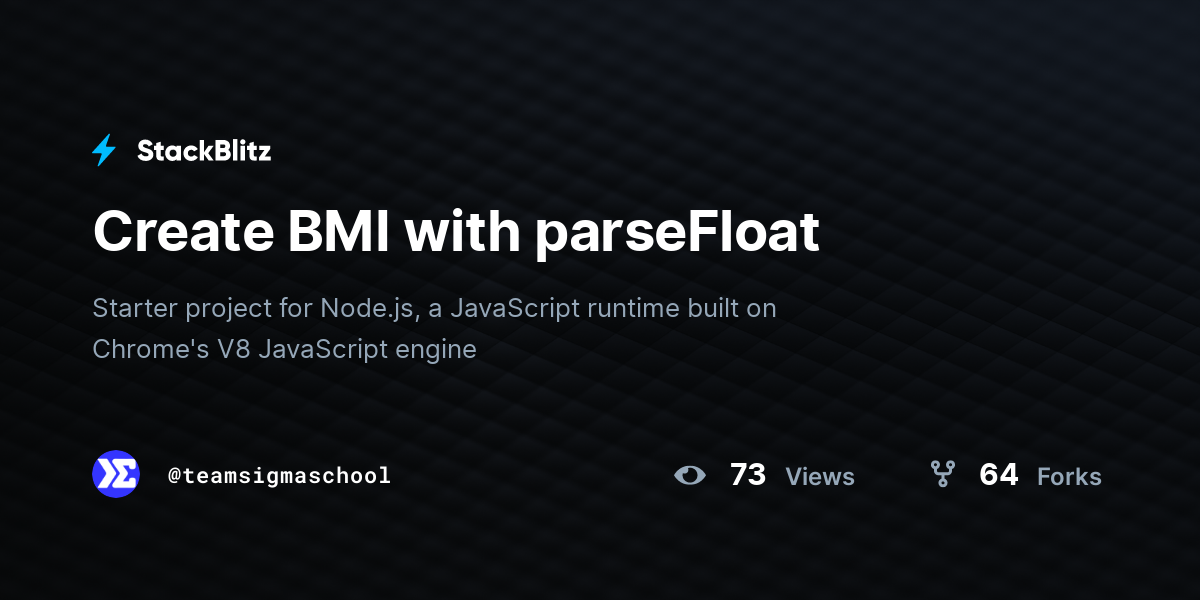 Create BMI with parseFloat - StackBlitz