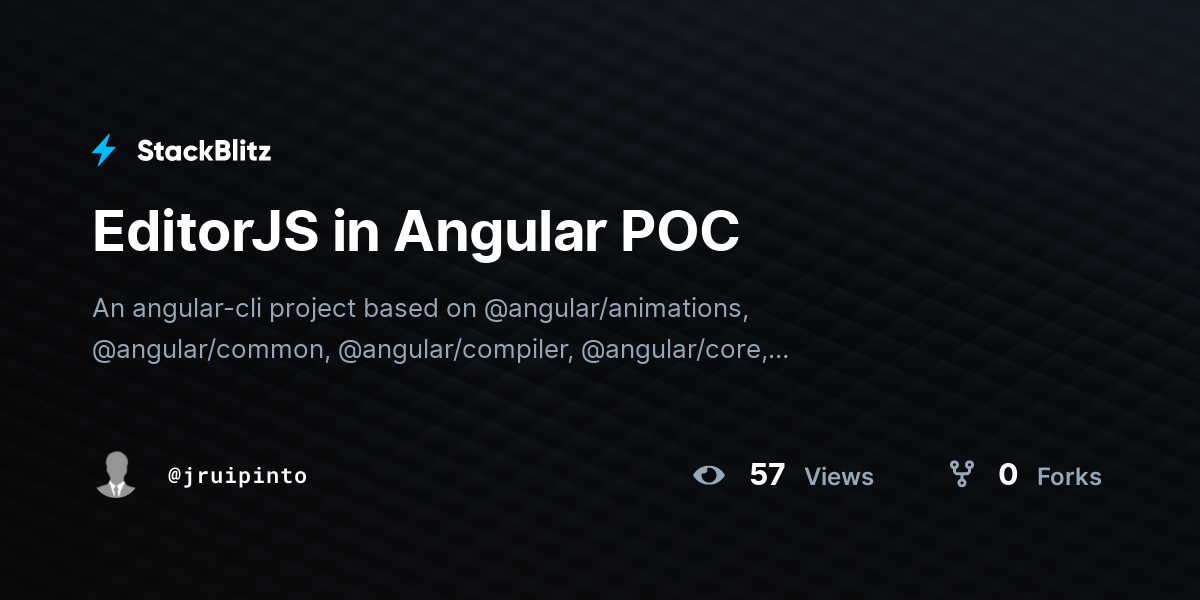 EditorJS in Angular POC - StackBlitz
