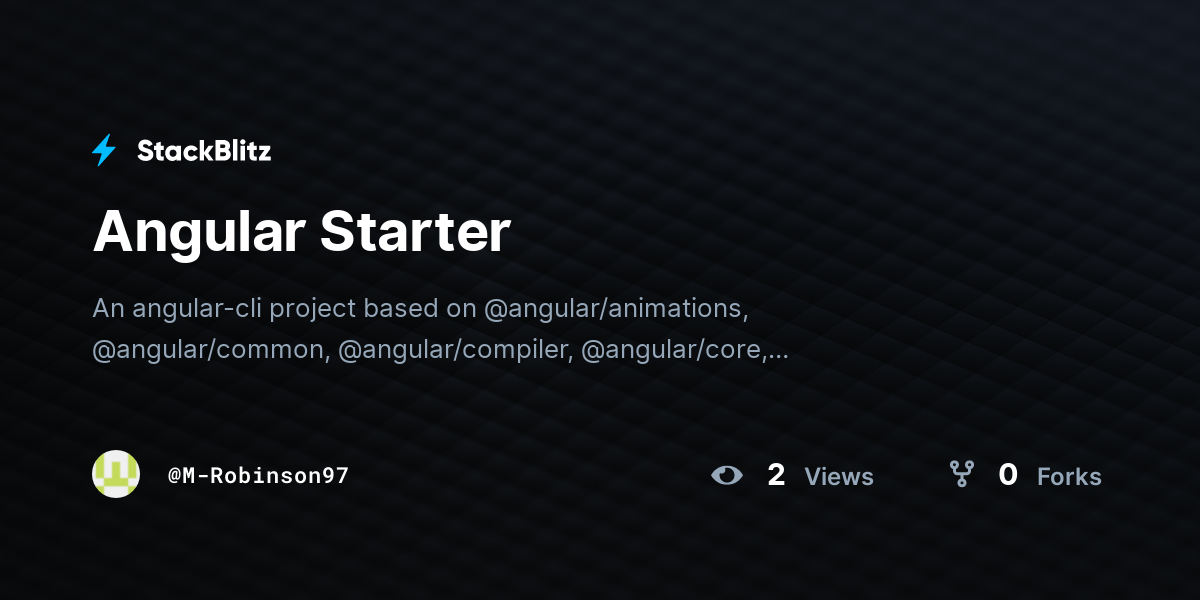 Angular Starter - StackBlitz