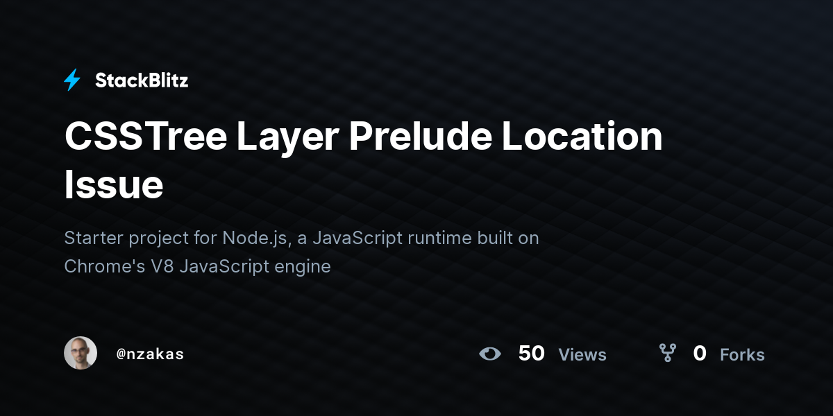 CSSTree Layer Prelude Location Issue - StackBlitz
