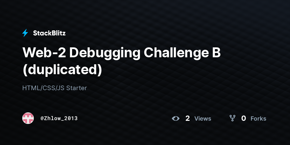 Web-2 Debugging Challenge B (duplicated) - StackBlitz