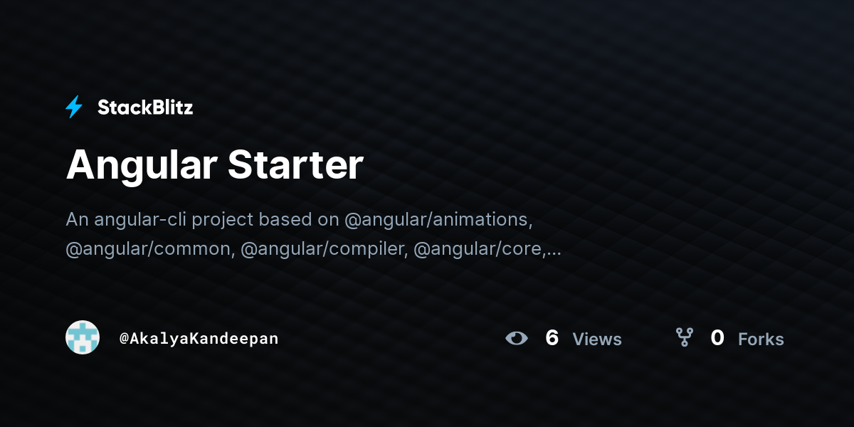 Angular Starter - StackBlitz