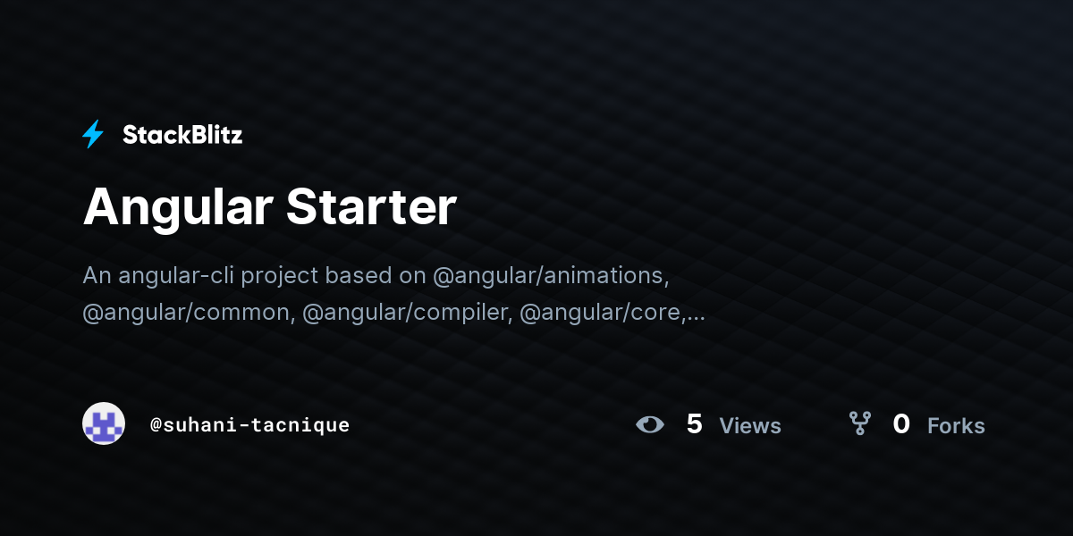Angular Starter - StackBlitz