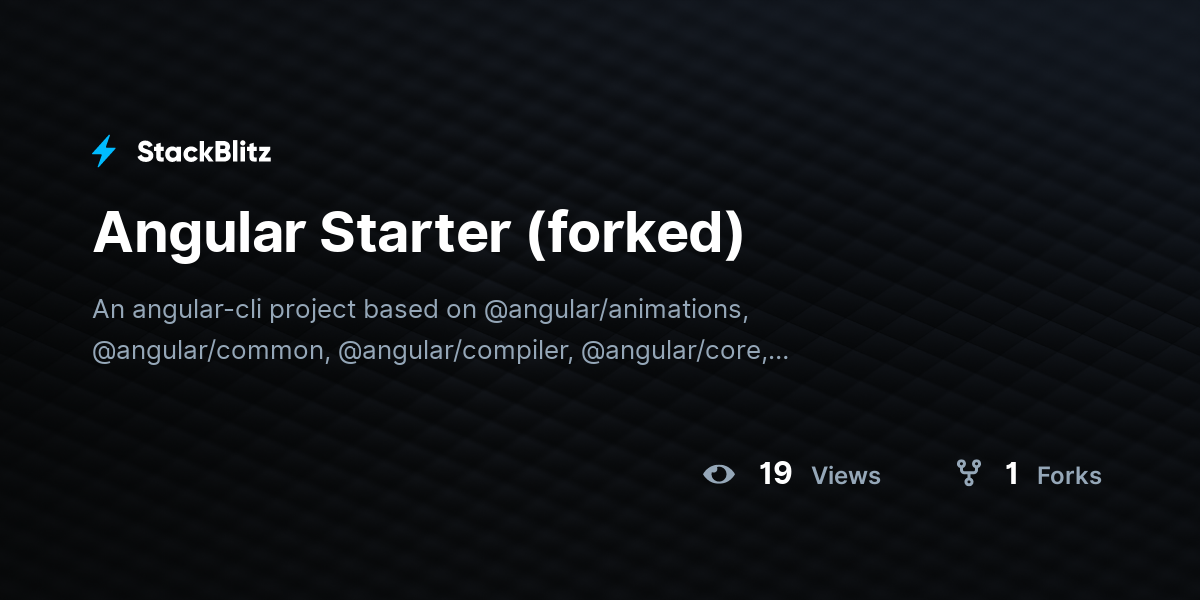 Angular Starter (forked) - StackBlitz