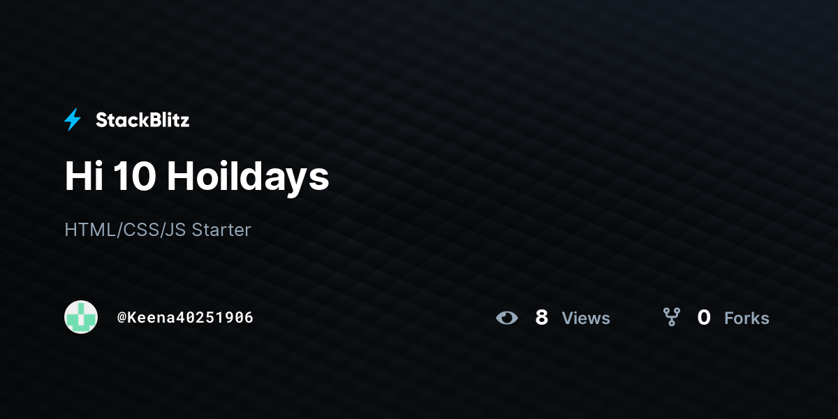 Hi 10 Hoildays - StackBlitz