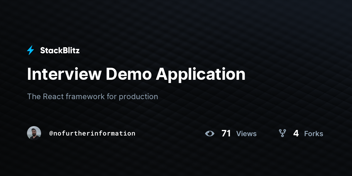 Interview Demo Application - StackBlitz