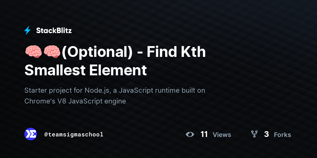 🧠🧠(Optional) - Find Kth Smallest Element - StackBlitz