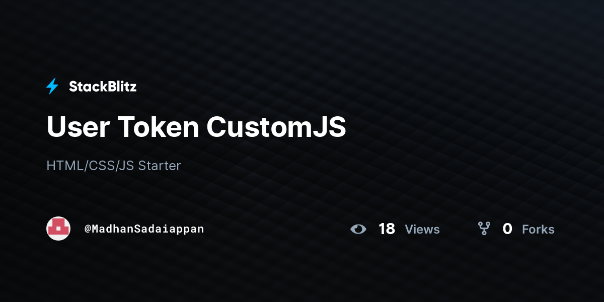 User Token CustomJS - StackBlitz