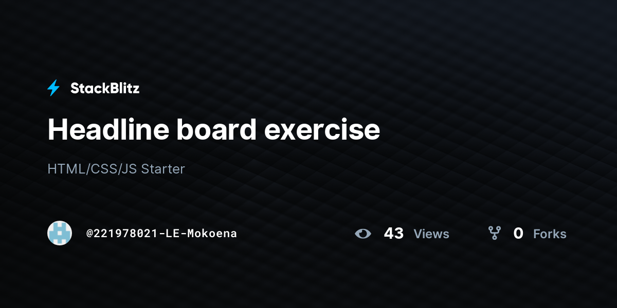 Headline board exercise - StackBlitz