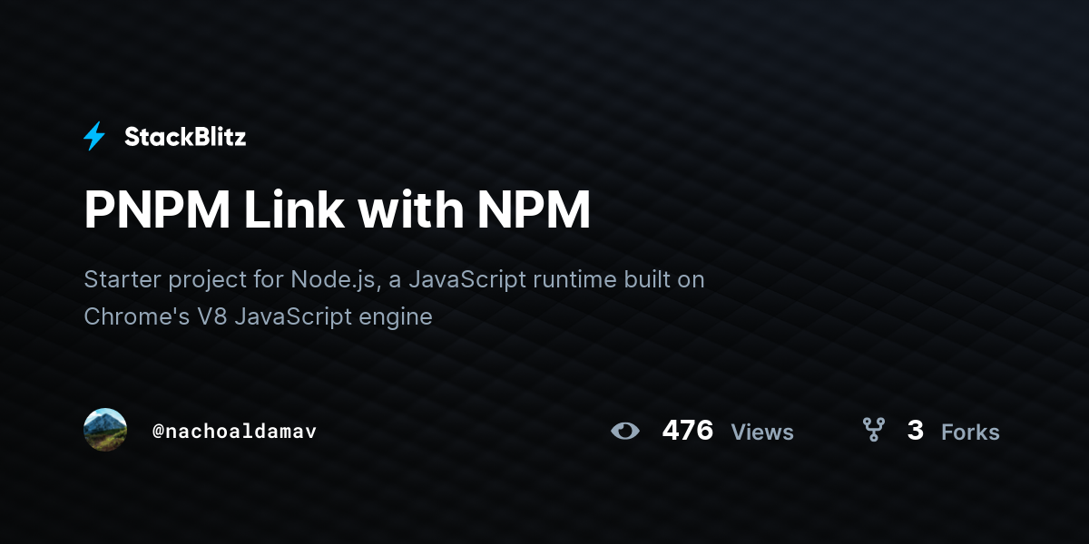 PNPM Link with NPM - StackBlitz