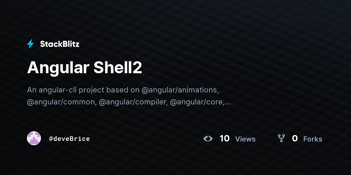 Angular Shell2 - StackBlitz