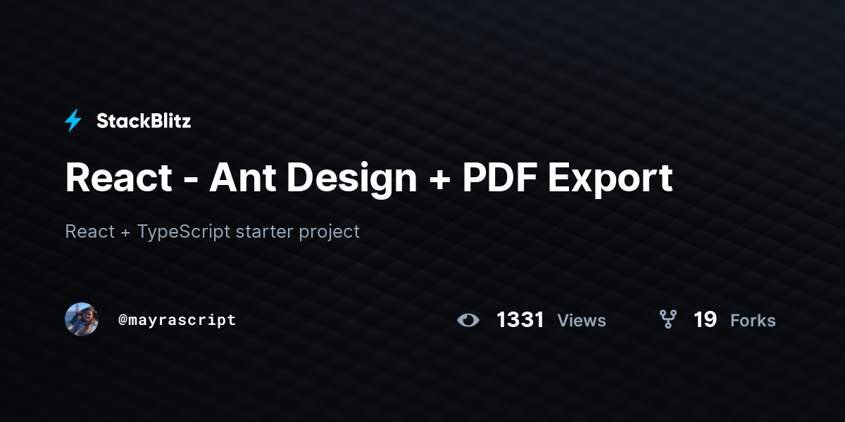 React - Ant Design + PDF Export - StackBlitz