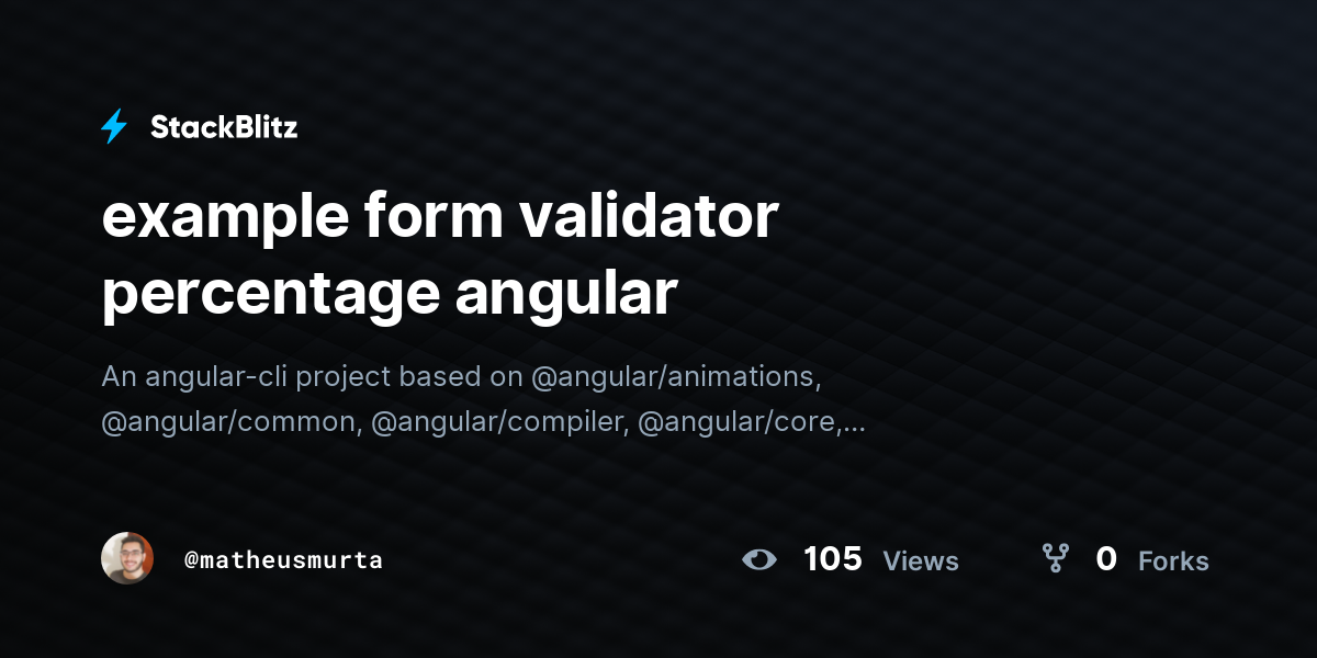 example form validator percentage angular - StackBlitz