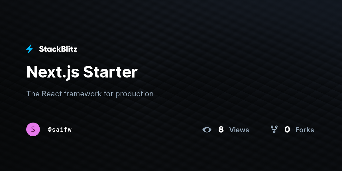 Next.js Starter - StackBlitz