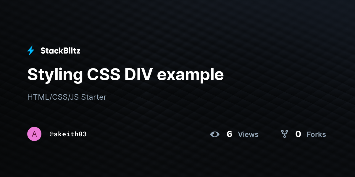 Styling CSS DIV example - StackBlitz