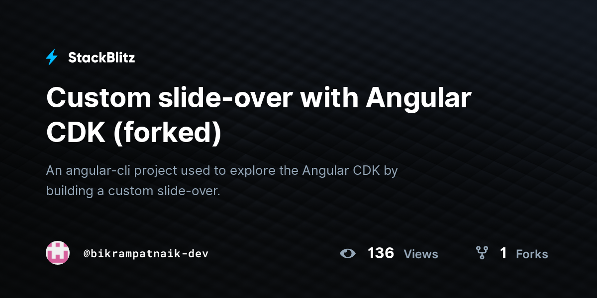 Custom slide-over with Angular CDK (forked) - StackBlitz