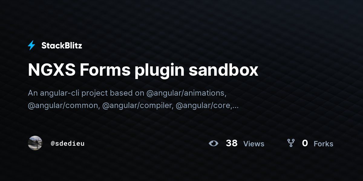 NGXS Forms plugin sandbox - StackBlitz