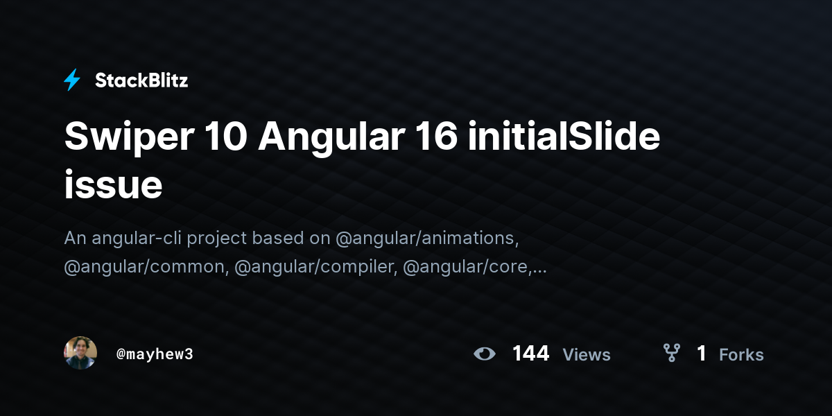 Swiper 10 Angular 16 initialSlide issue - StackBlitz