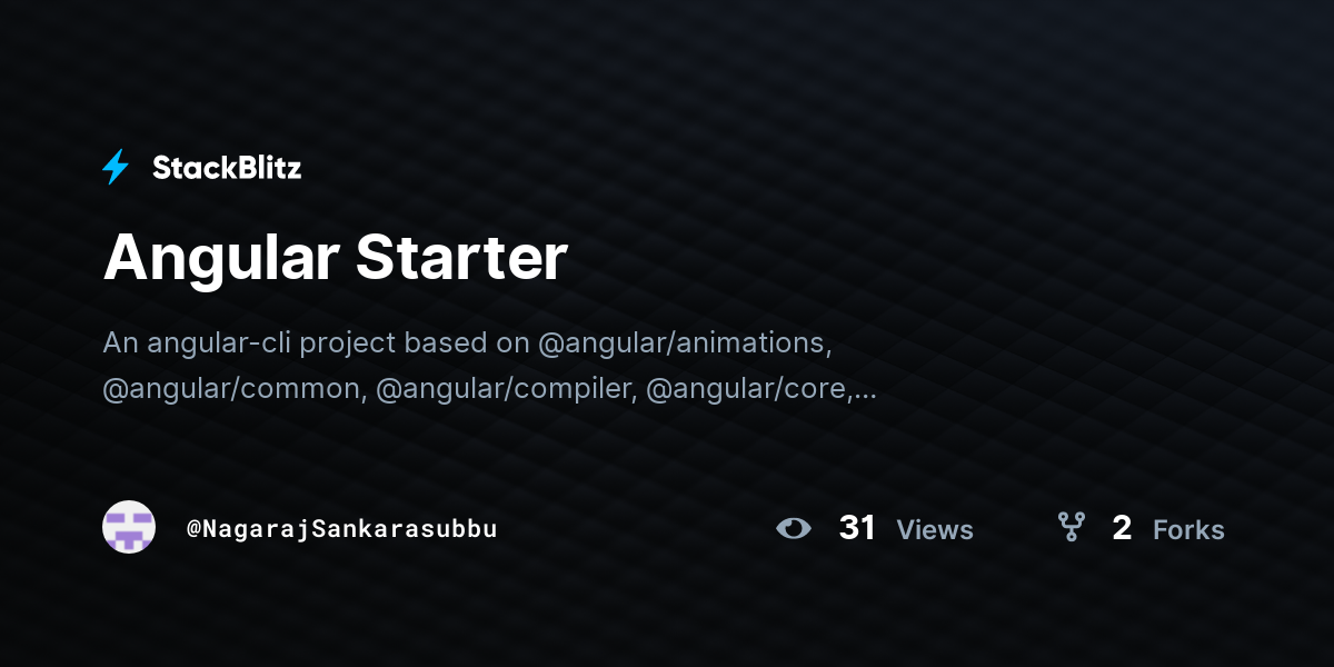 Angular Starter - StackBlitz