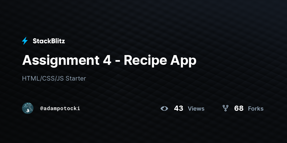 Assignment 4 - Recipe App - StackBlitz