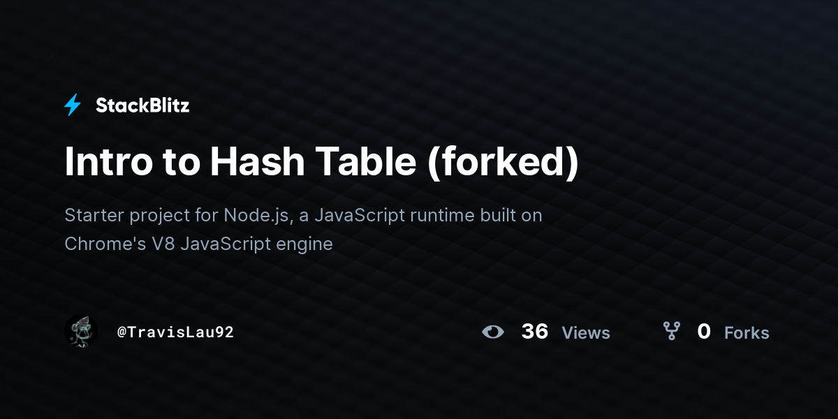 Intro to Hash Table (forked) - StackBlitz