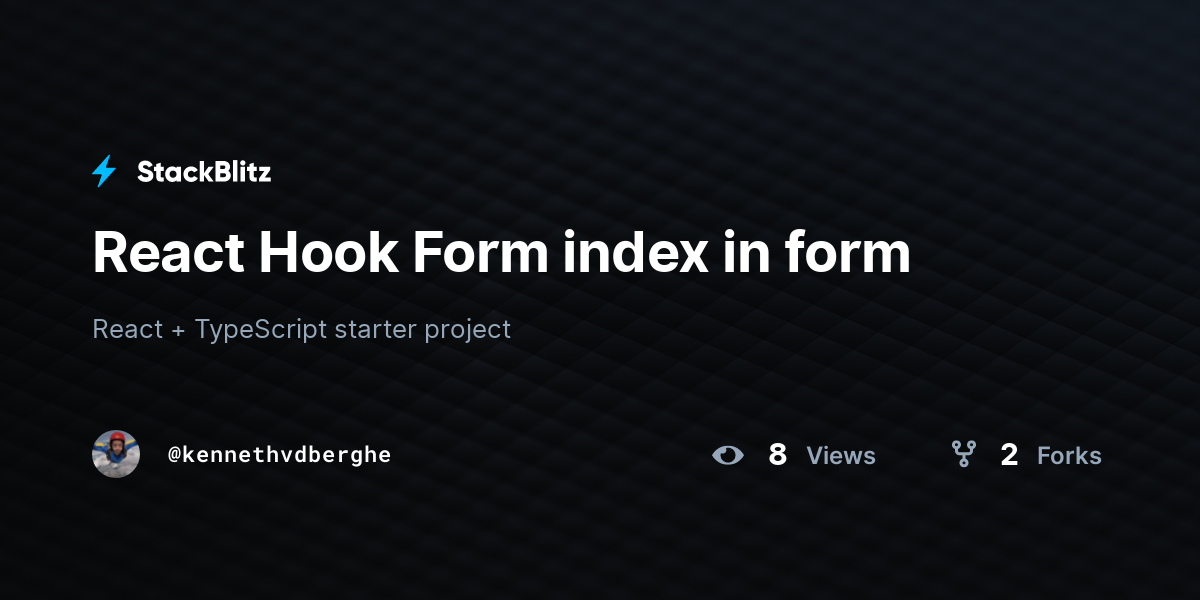 React Hook Form index in form - StackBlitz