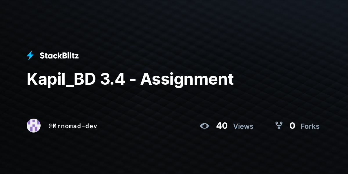 Kapil_BD 3.4 - Assignment - StackBlitz
