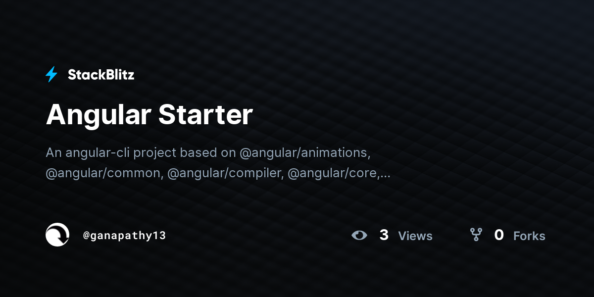Angular Starter - StackBlitz