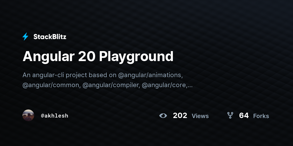 Angular 20 Playground - StackBlitz