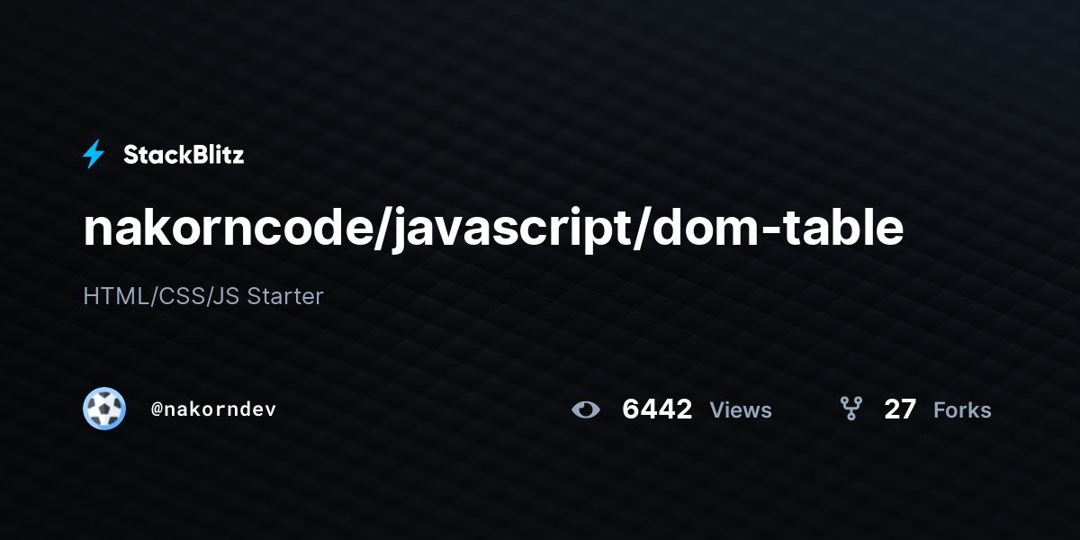 nakorncode/javascript/dom-table - StackBlitz