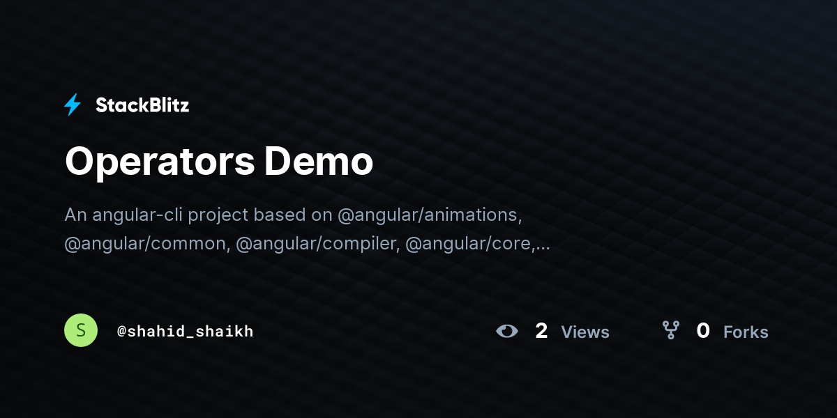 Operators Demo - StackBlitz