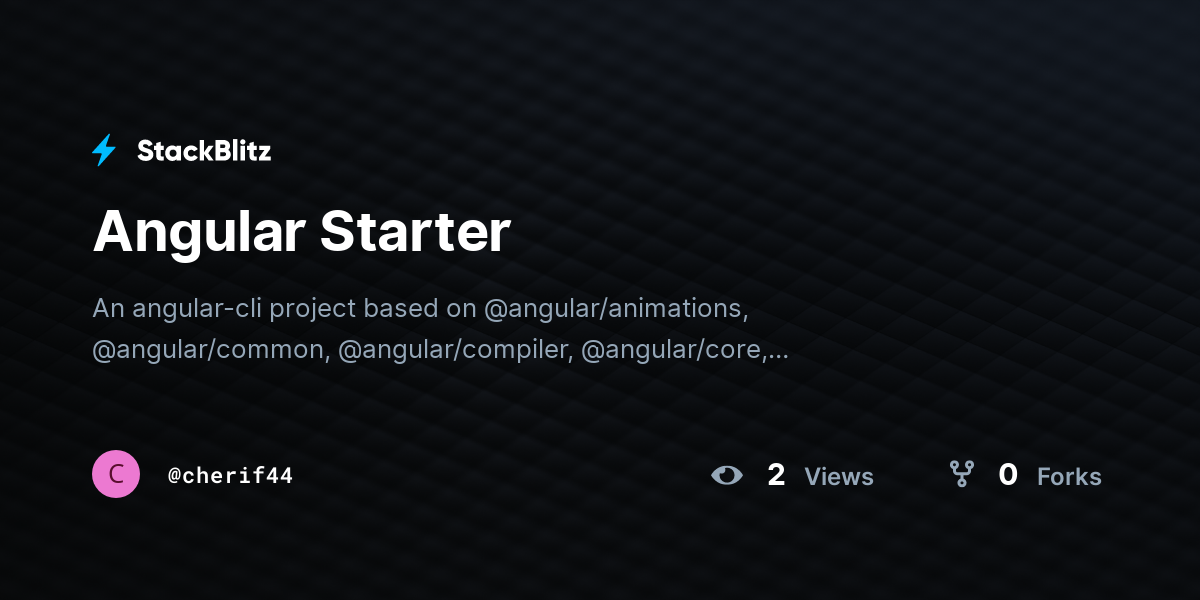 Angular Starter - StackBlitz