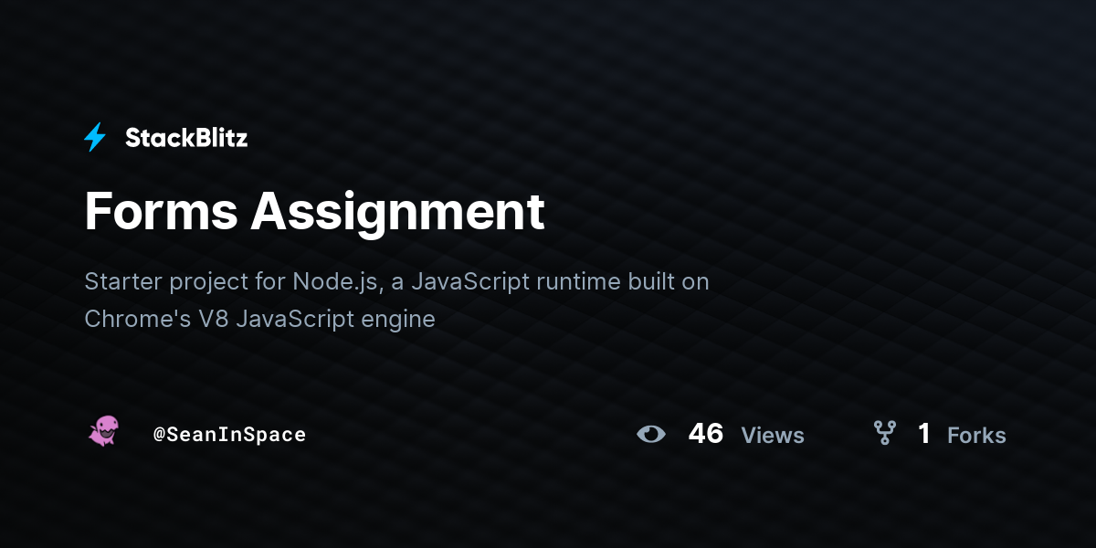 Forms Assignment - StackBlitz
