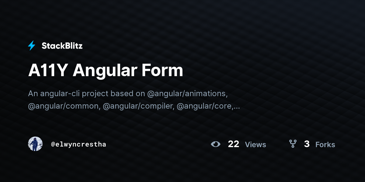 A11Y Angular Form - StackBlitz