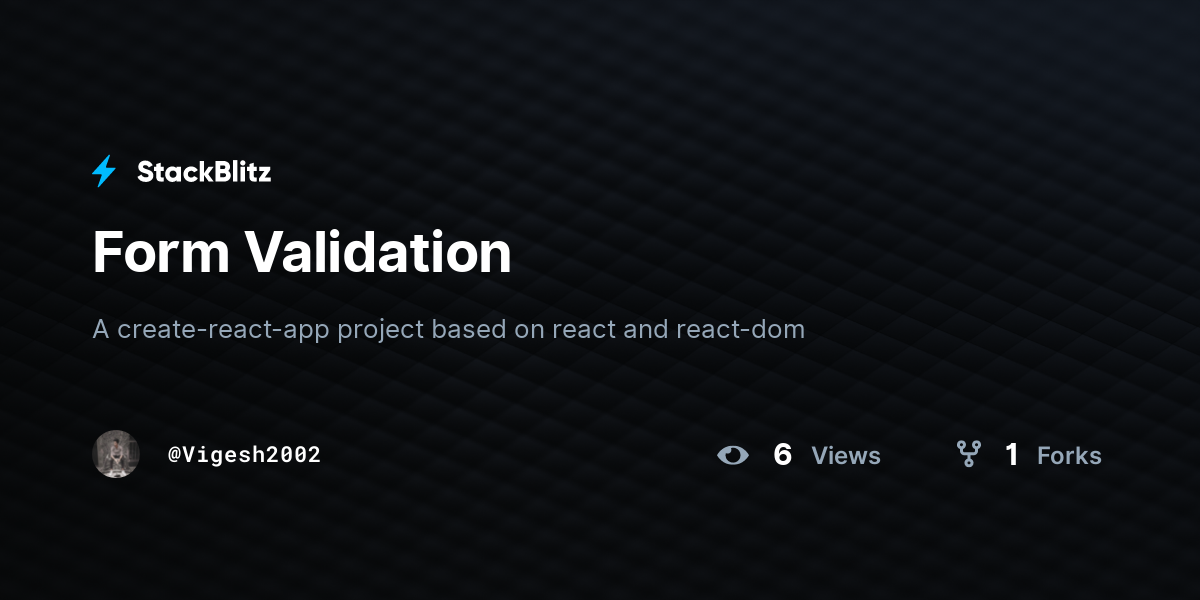 Form Validation - StackBlitz