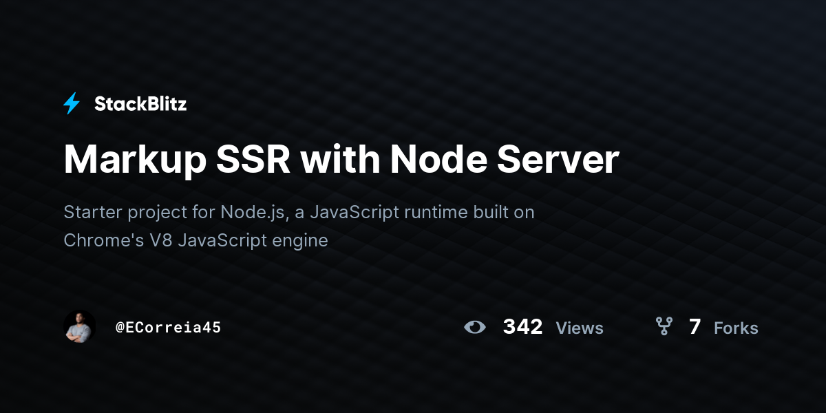 Markup SSR with Node Server - StackBlitz