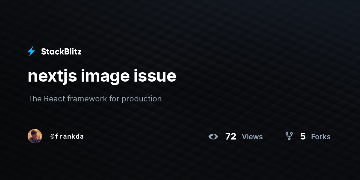 nextjs image issue - StackBlitz