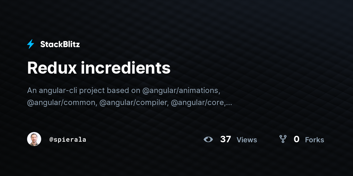 Redux incredients - StackBlitz