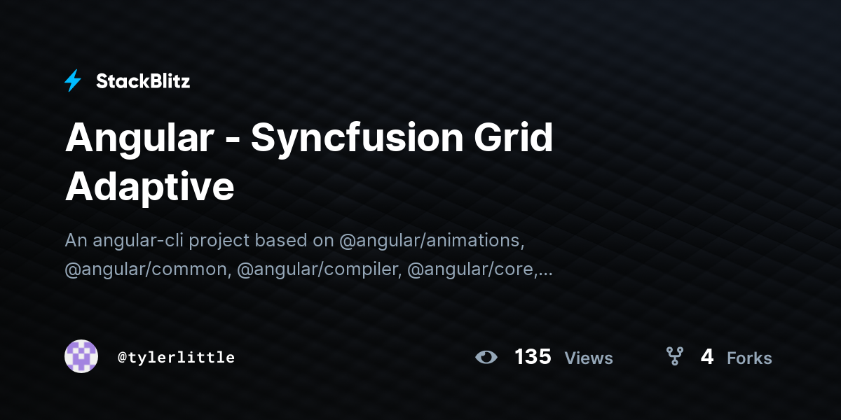 Angular - Syncfusion Grid Adaptive - StackBlitz