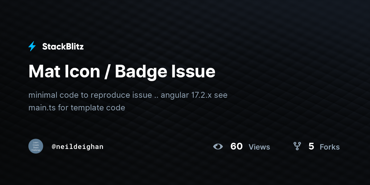 Mat Icon / Badge Issue - StackBlitz