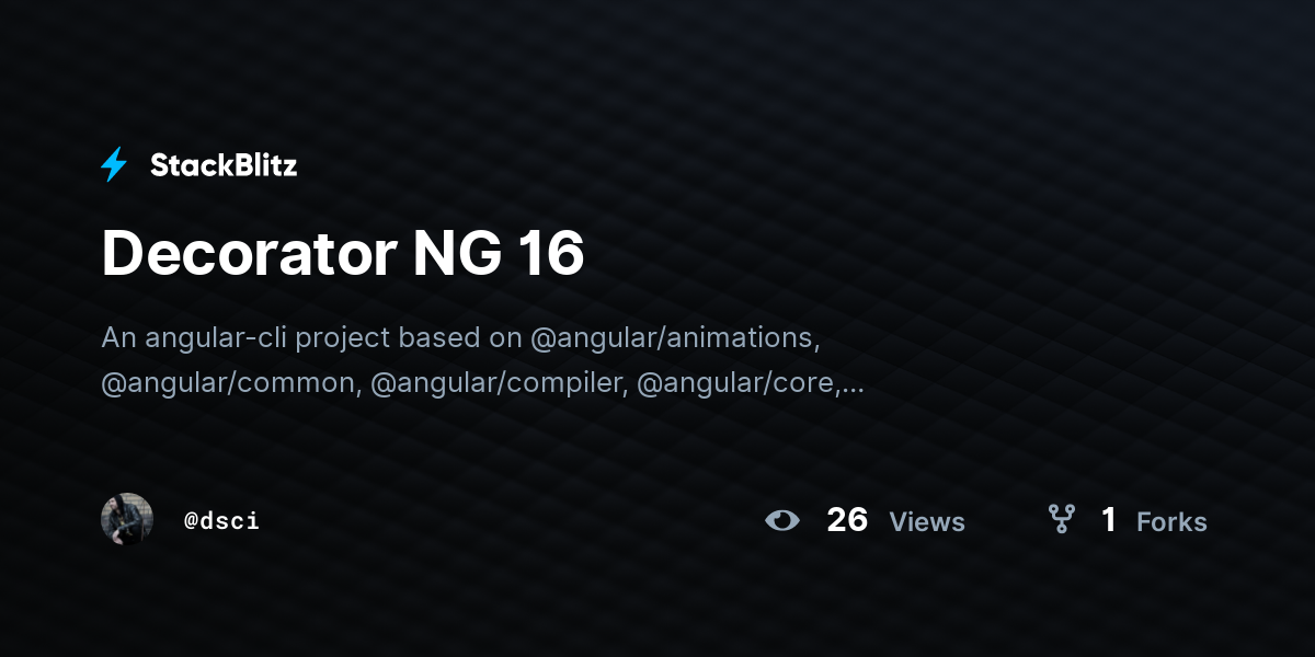 Decorator NG 16 - StackBlitz