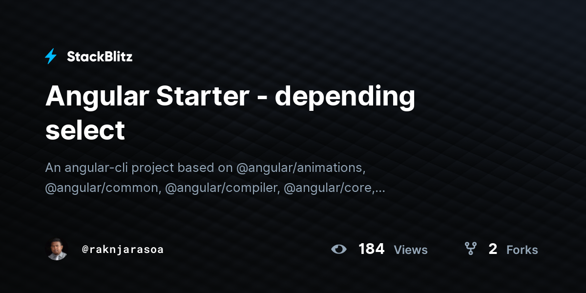 Angular Starter - depending select - StackBlitz